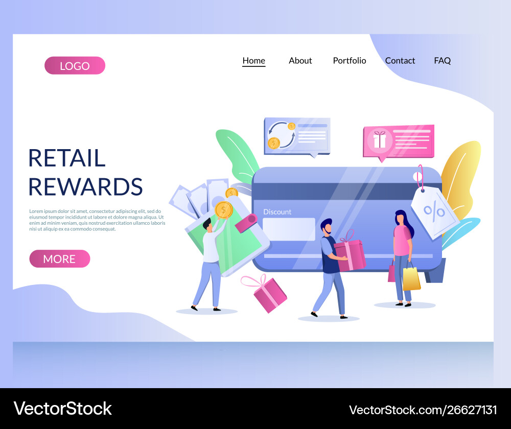 Retail rewards website landing page design Vector Image