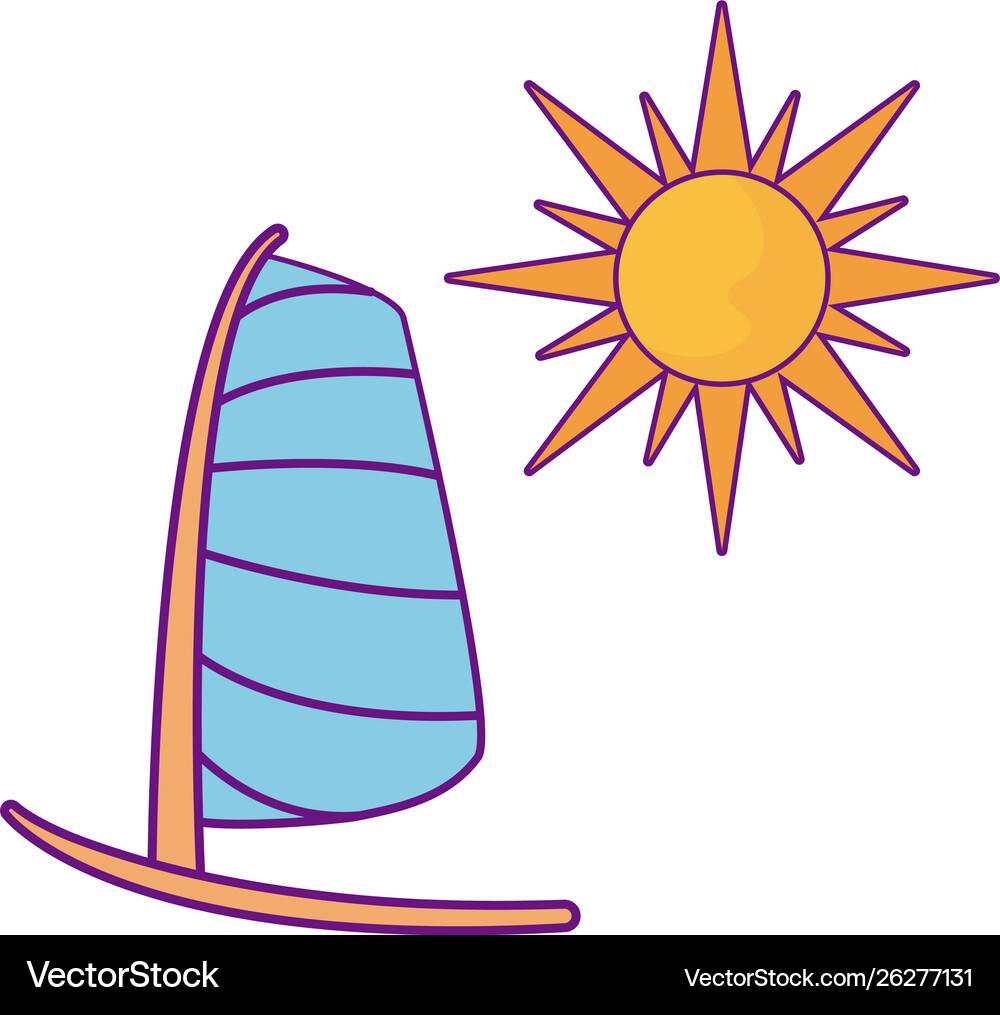 Sailboat transportation with sun isolated icon Vector Image