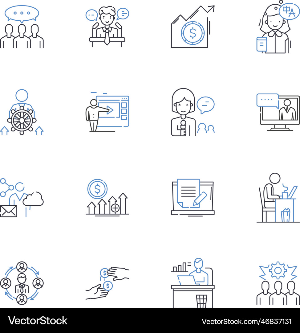 Service employment line icons collection Vector Image