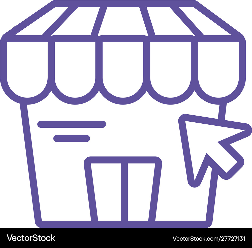 Shop front with striped tent in white background Vector Image