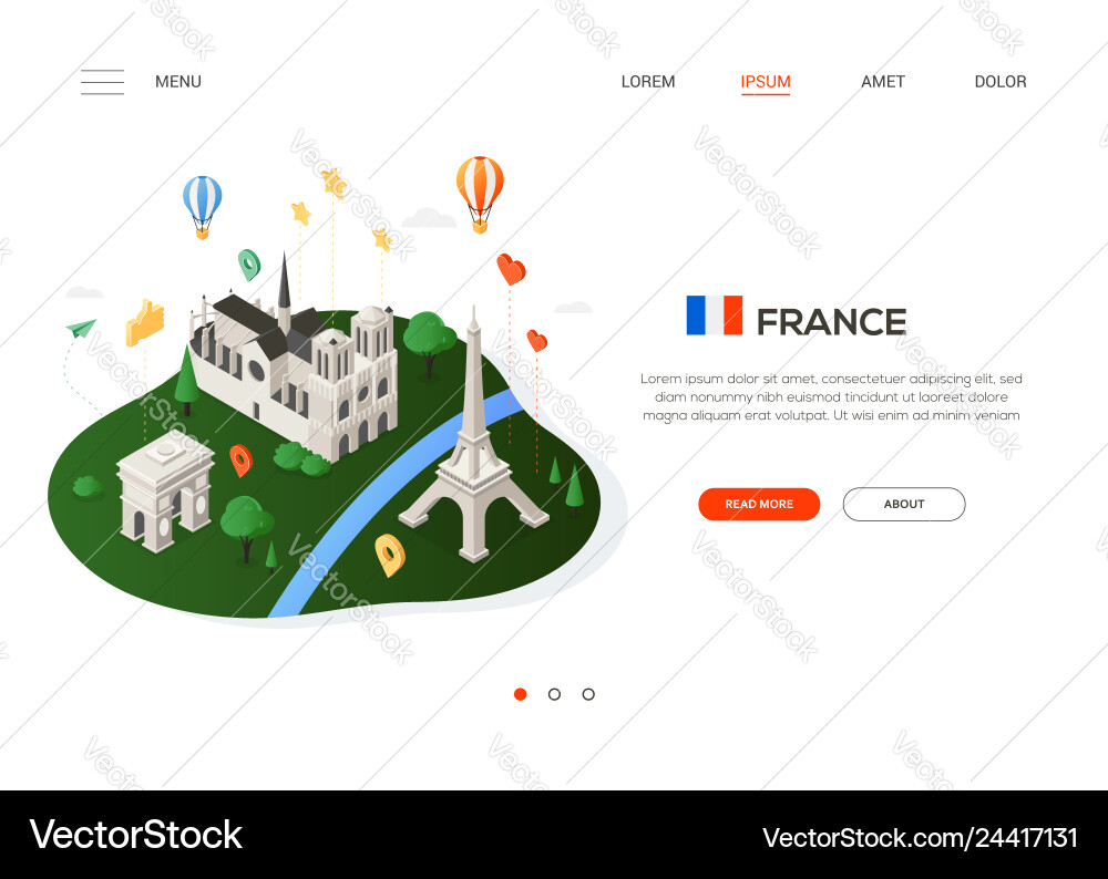 Visit france - modern colorful isometric web Vector Image