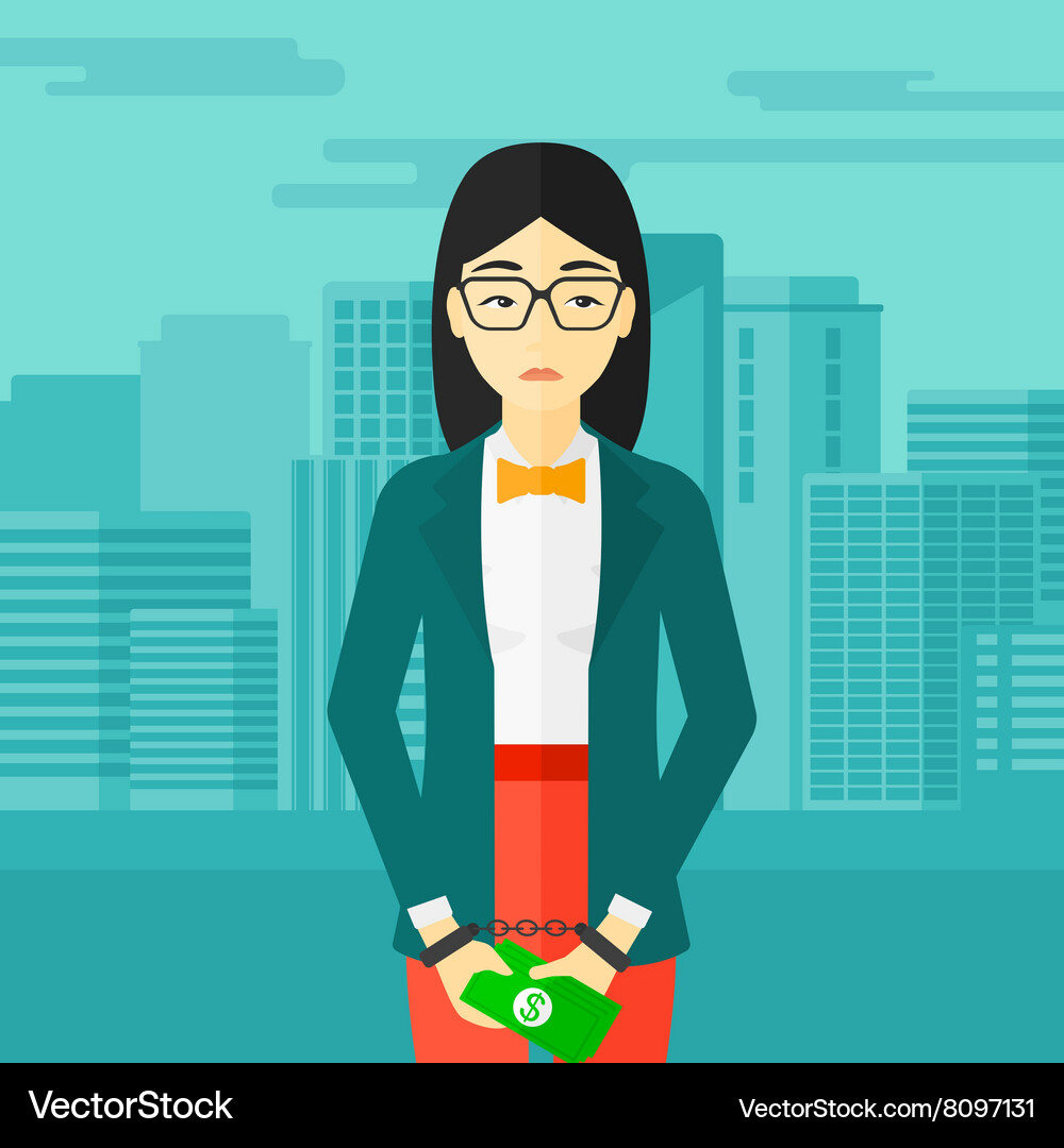 Woman handcuffed for crime Royalty Free Vector Image