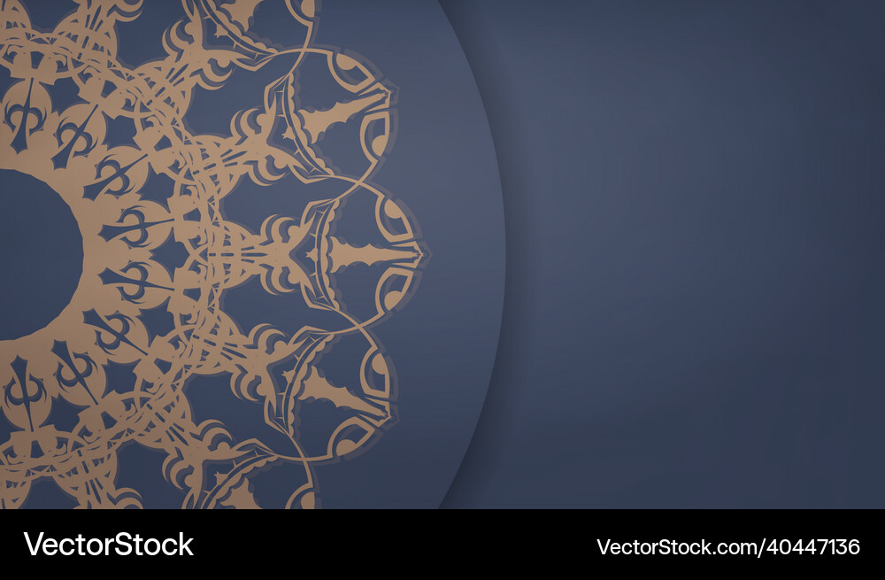 Baner in blue with a mandala in a brown pattern Vector Image