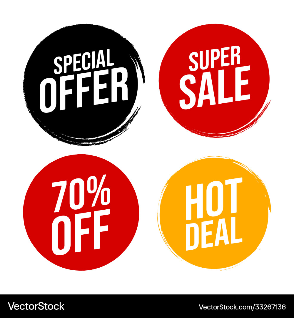 Collection four circle badges for announcement Vector Image