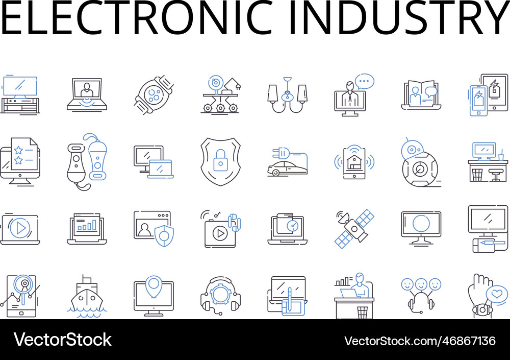 Electronic industry line icons collection high Vector Image