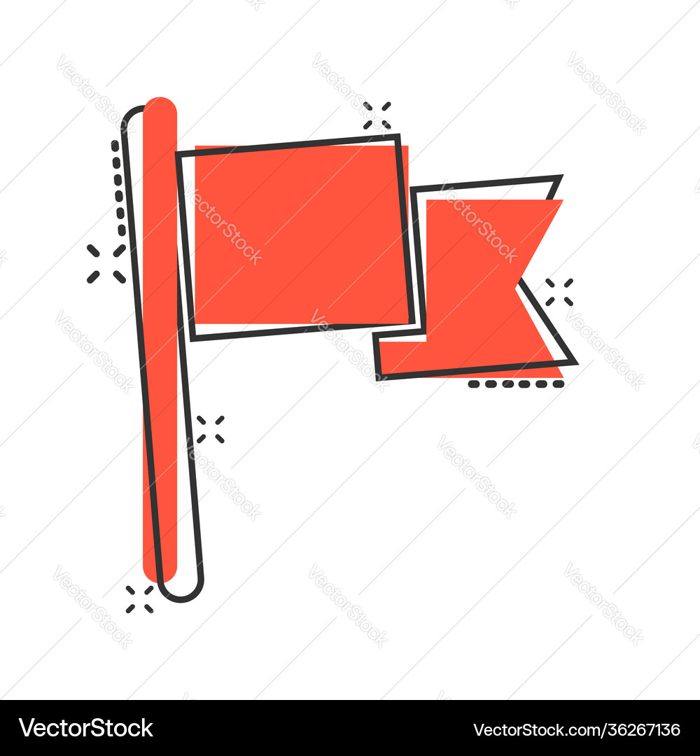 Flag icon in comic style pin cartoon on white Vector Image