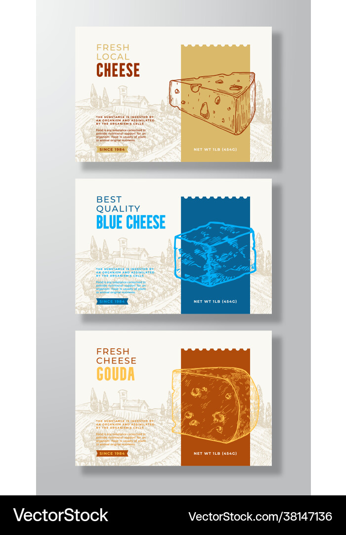 Fresh local food label templates set abstract Vector Image