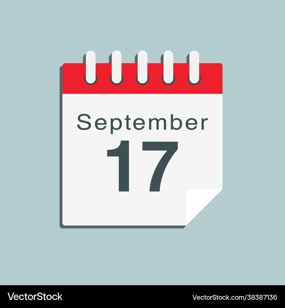 Icon day date 17 september template calendar page Vector Image