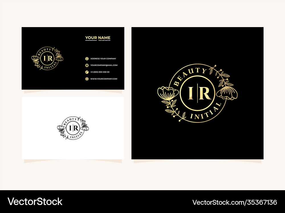 Initial ir letters hand drawn feminine and floral Vector Image