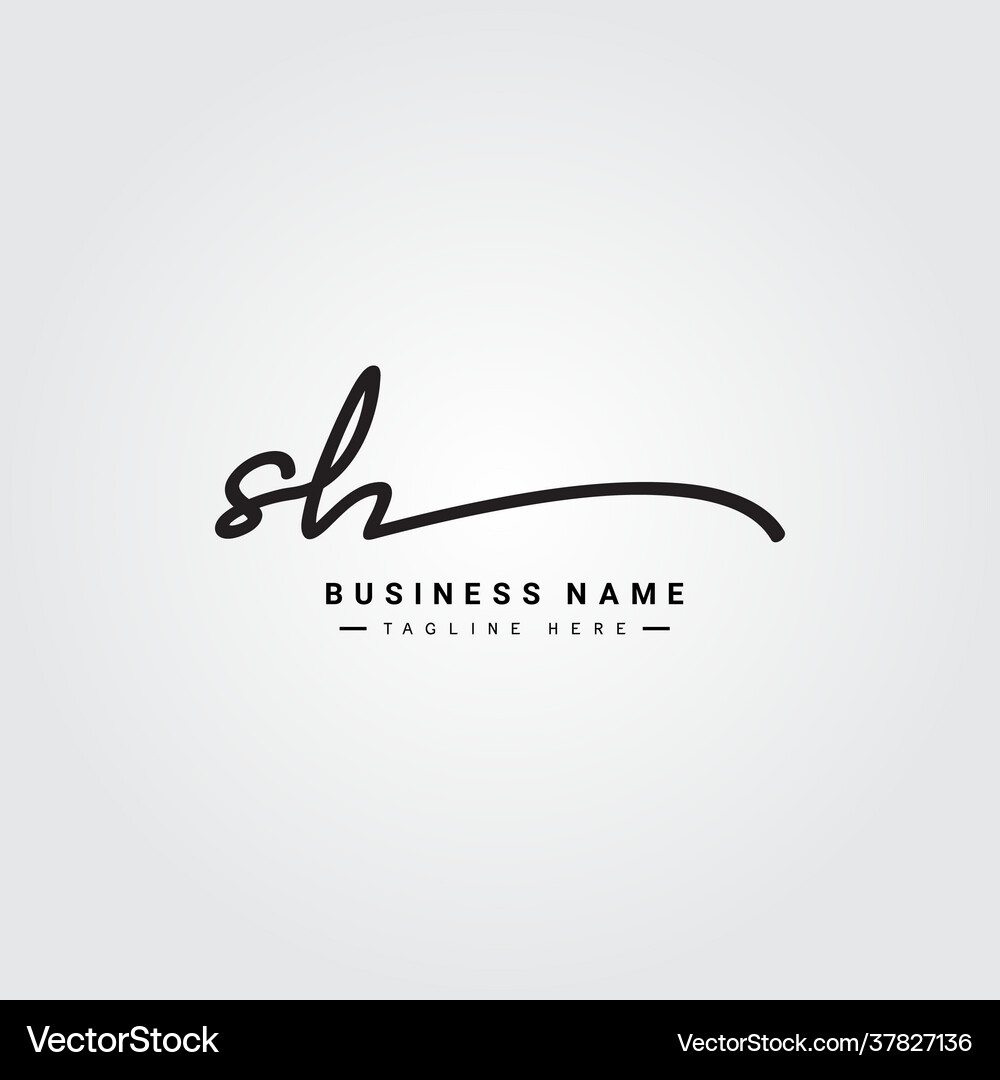 Initial letter sh logo - hand drawn signature Vector Image