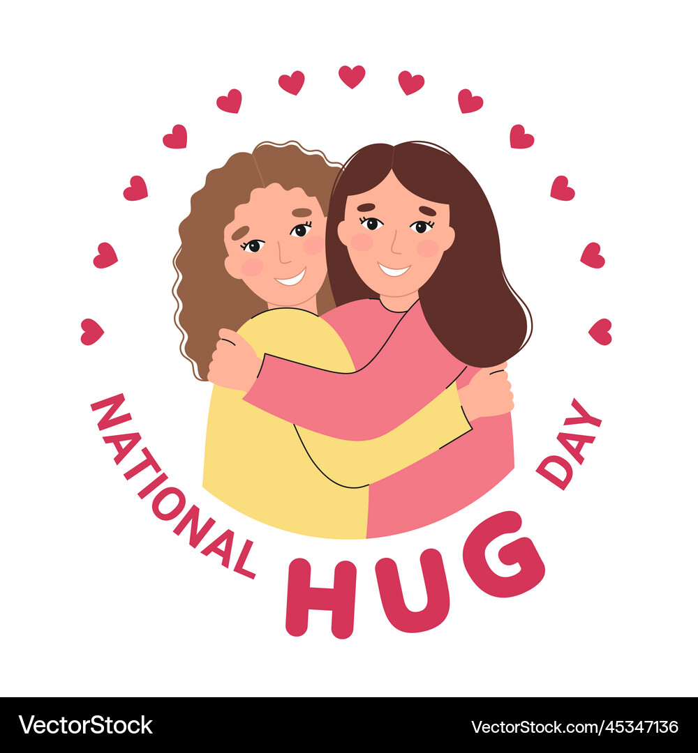 National hug day greeting card Royalty Free Vector Image