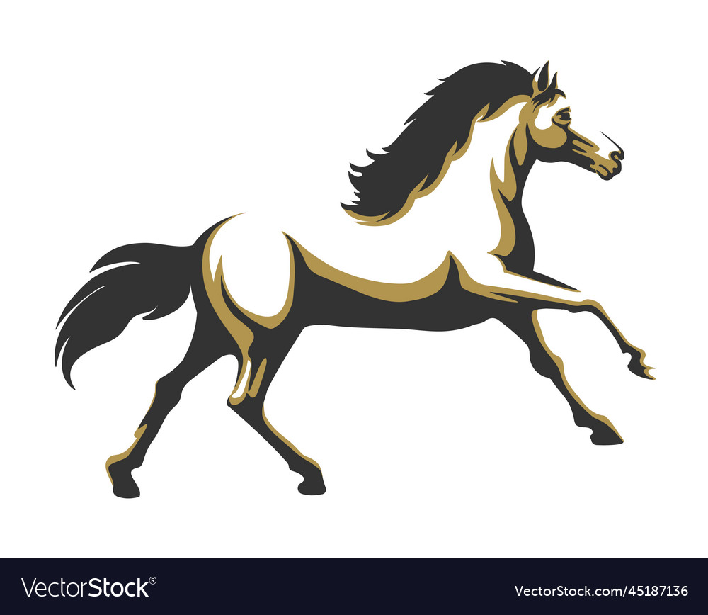 Running horse isolated on white Royalty Free Vector Image