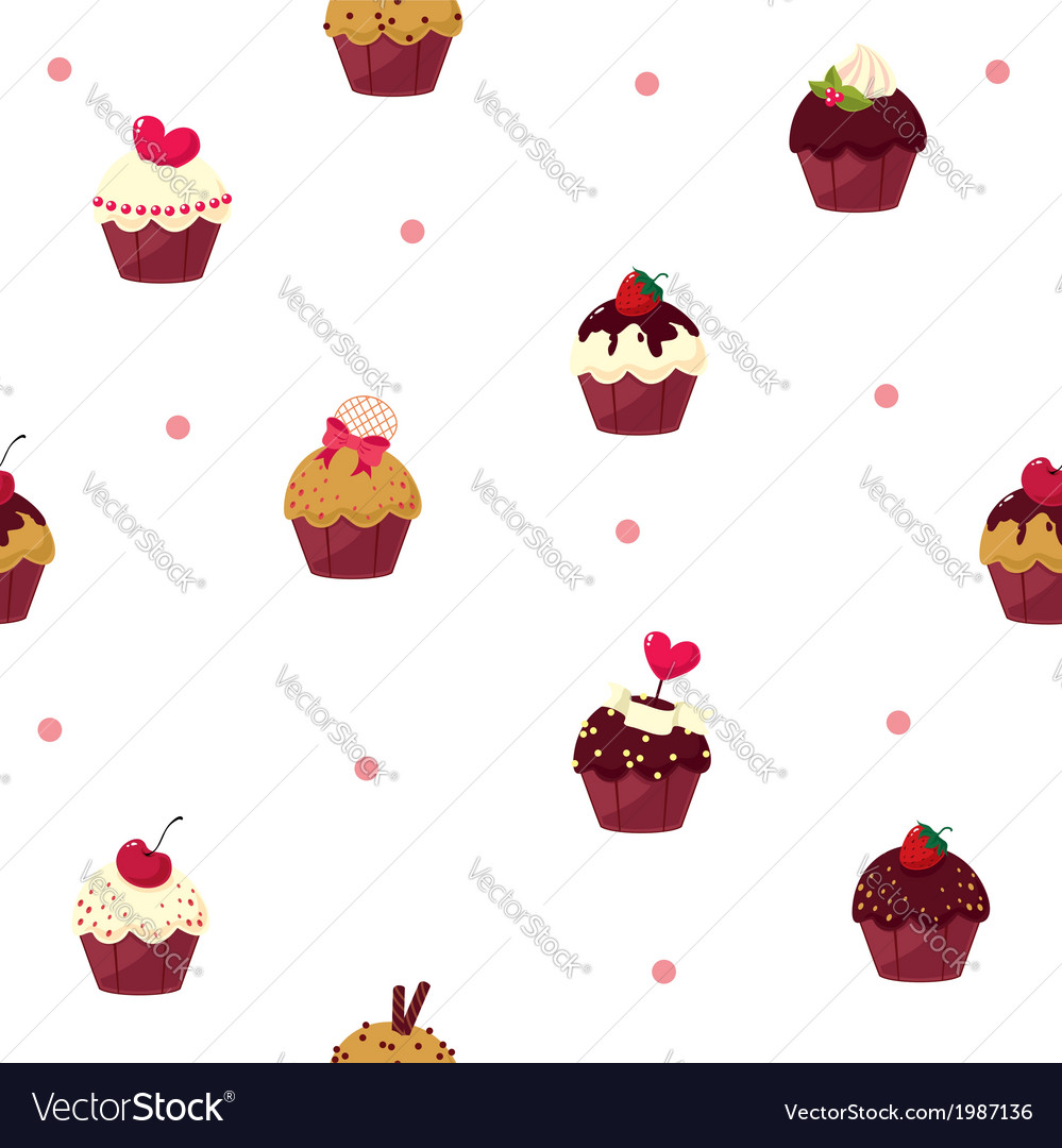 Seamless cartoon cake pattern Royalty Free Vector Image