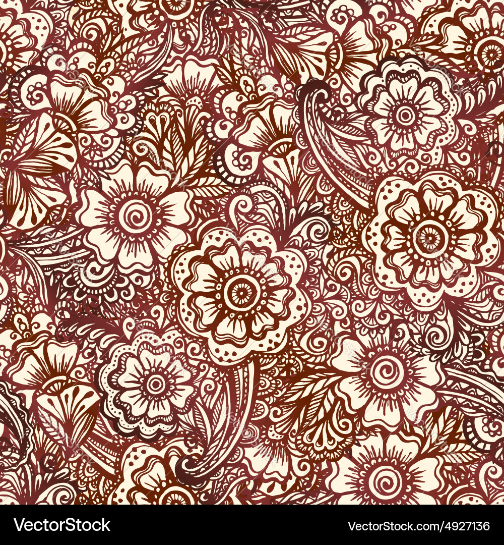 Seamless pattern in Indian henna mehndi style Vector Image