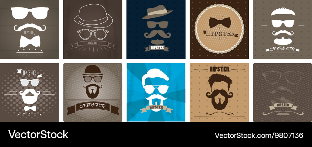 Set of hipster icons Royalty Free Vector Image