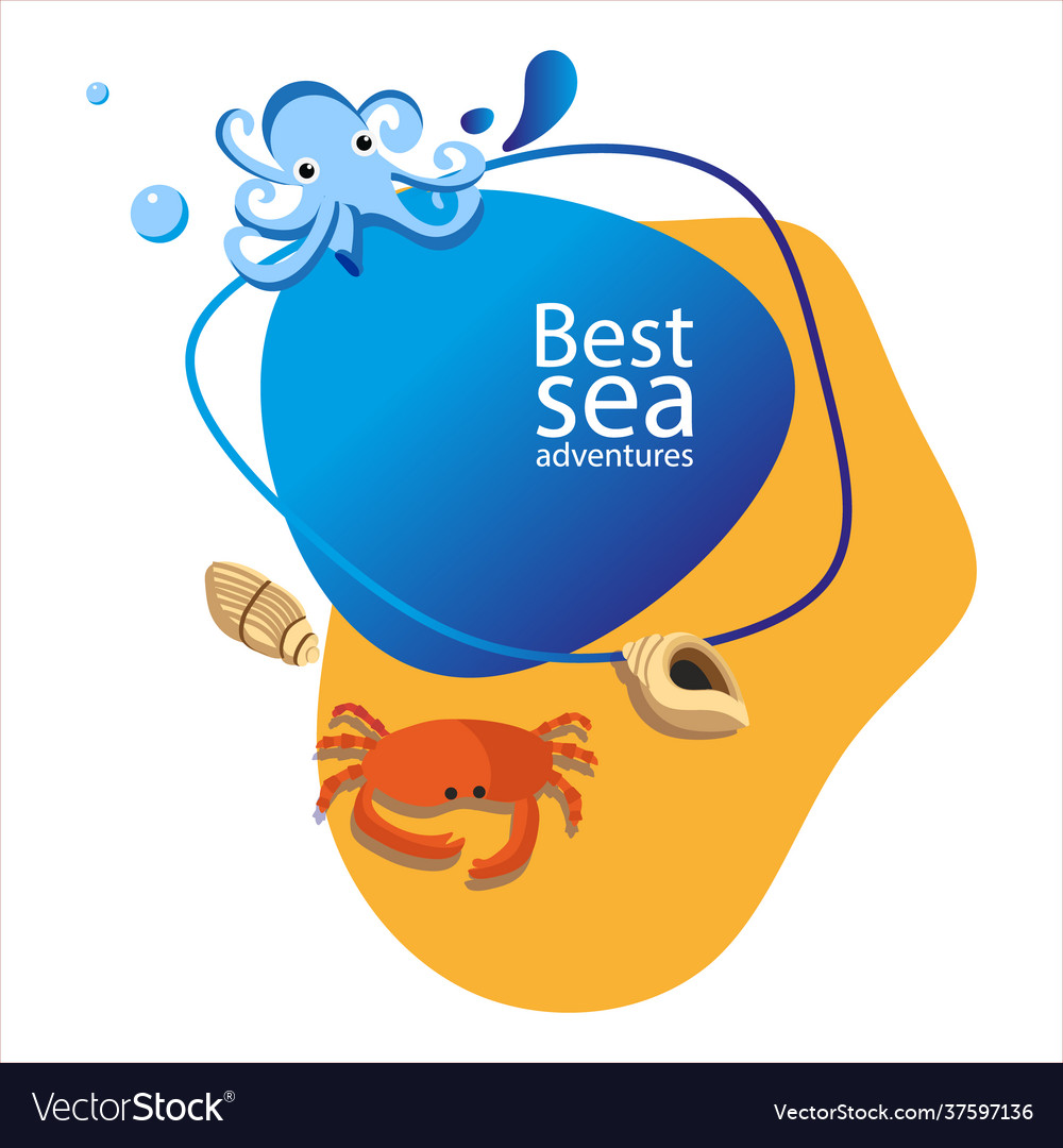 Template shapes octopus crab shrimp Royalty Free Vector