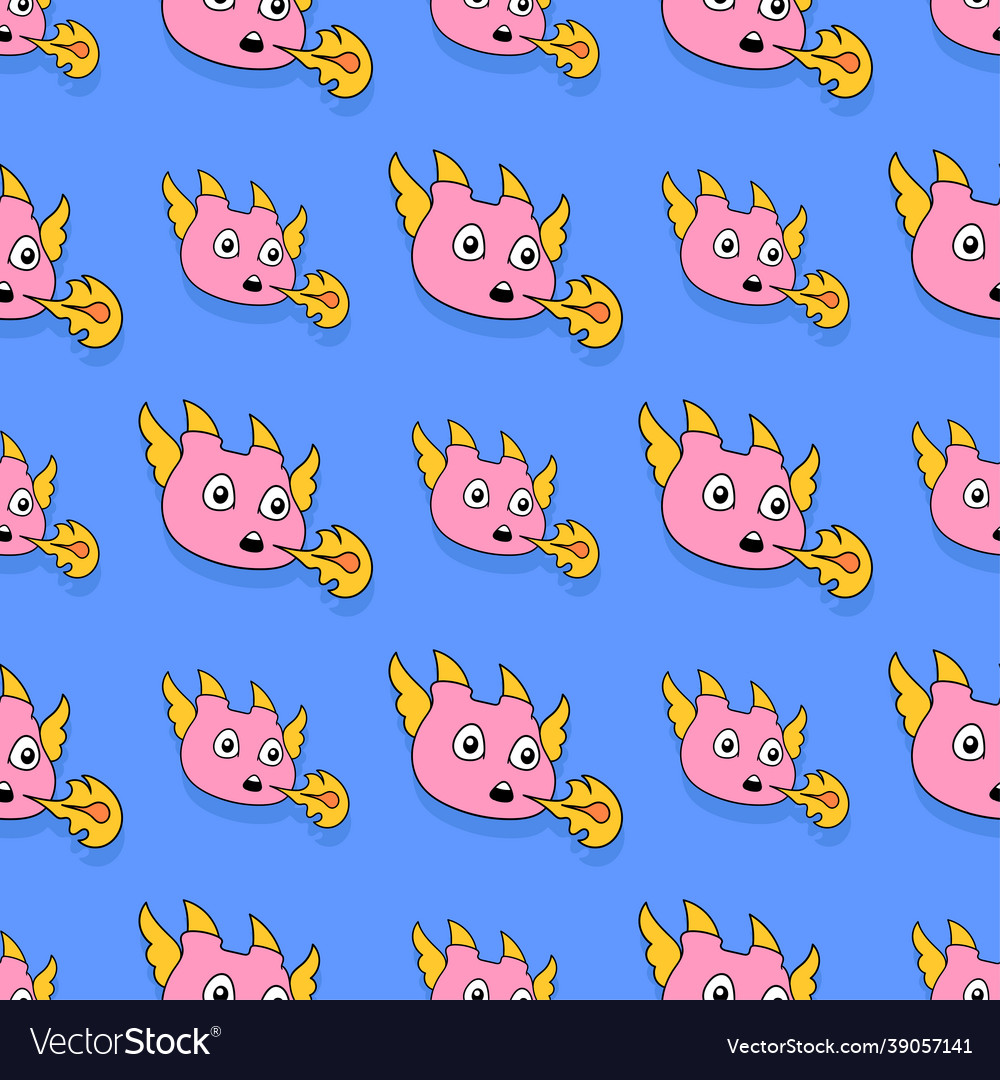 Cute dragon kid seamless repeat pattern background