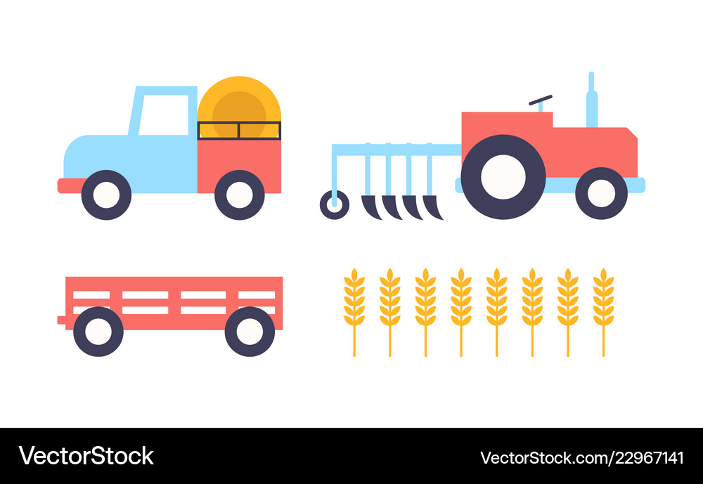 Farm farming equipment wheat Royalty Free Vector Image