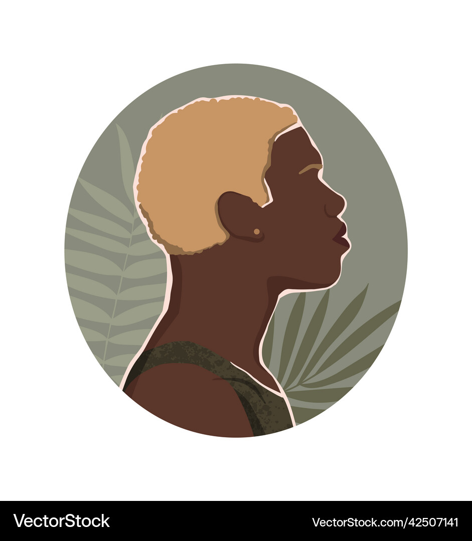 Icon with black man and leaves hand drawn Vector Image
