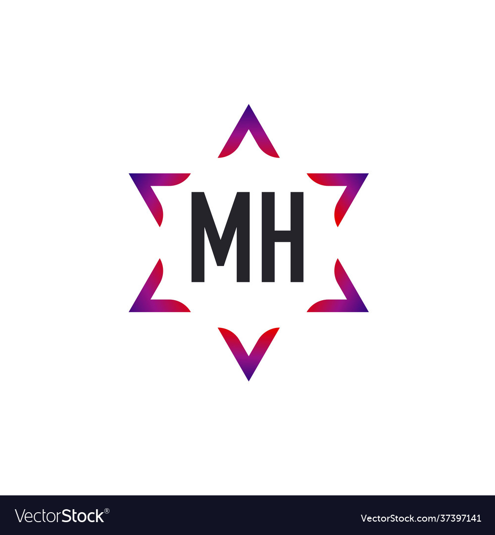 Initial letter mh star david creative logo design Vector Image