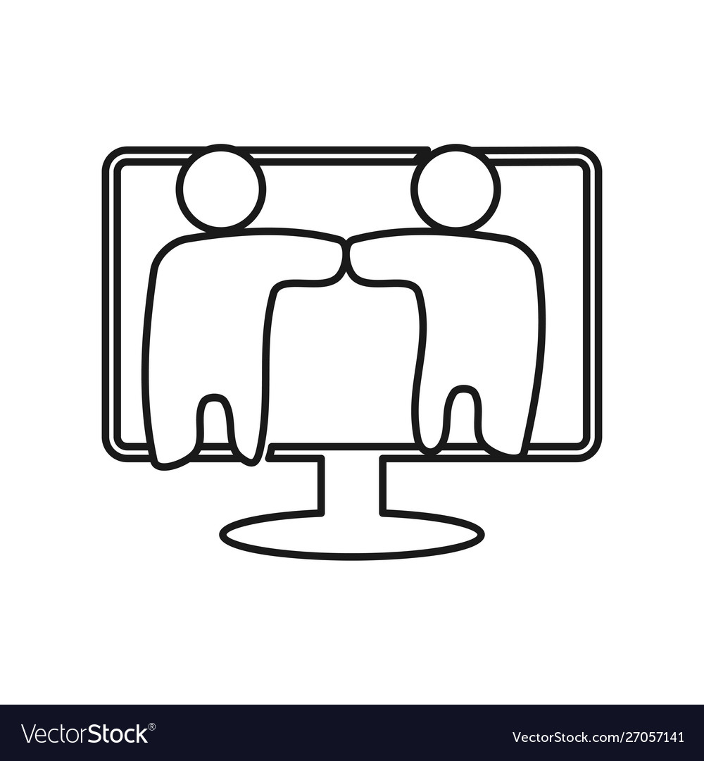 Monitor commitment teamwork together outline logo Vector Image