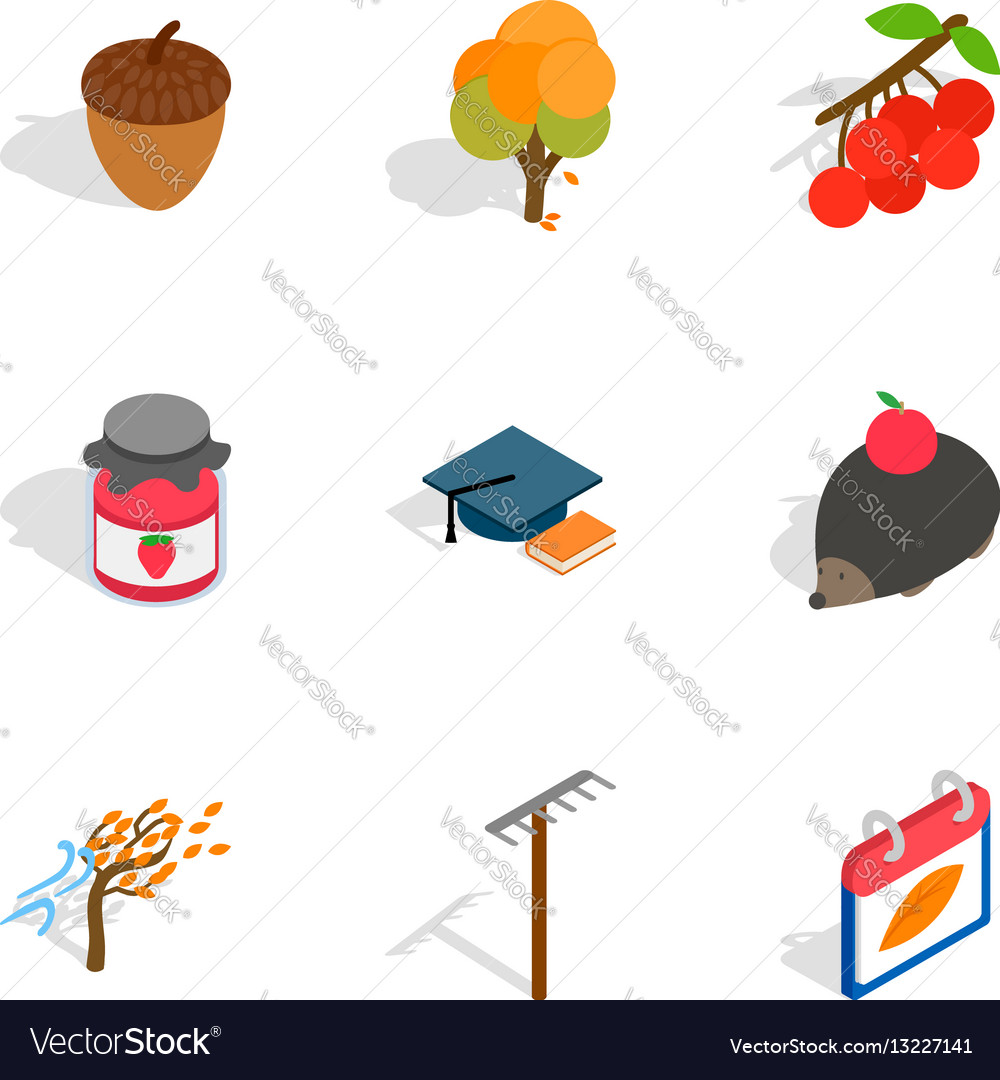 October icons isometric 3d style Royalty Free Vector Image