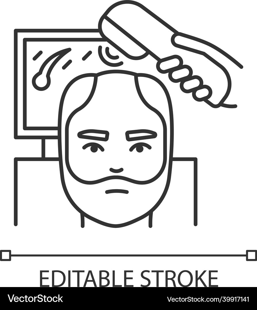 Trichoscopy pixel perfect linear icon hairloss Vector Image