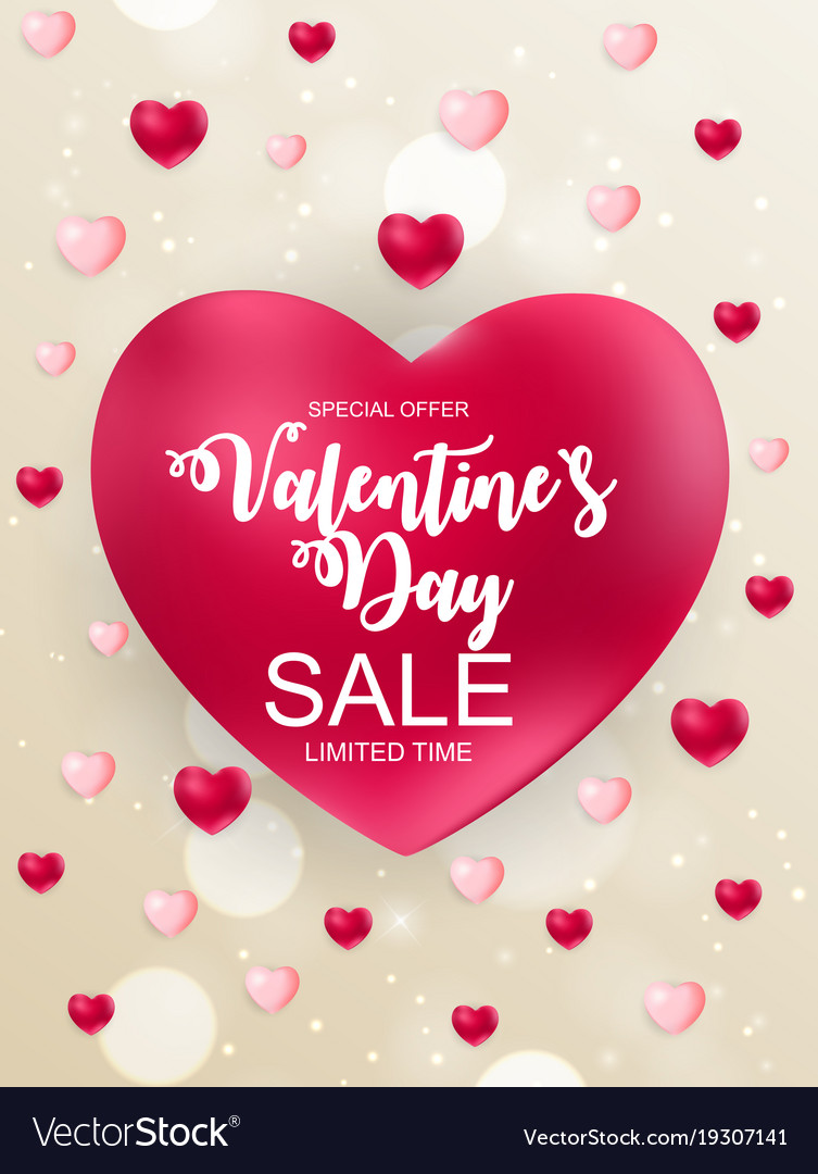 Valentines day sale discount card Royalty Free Vector Image