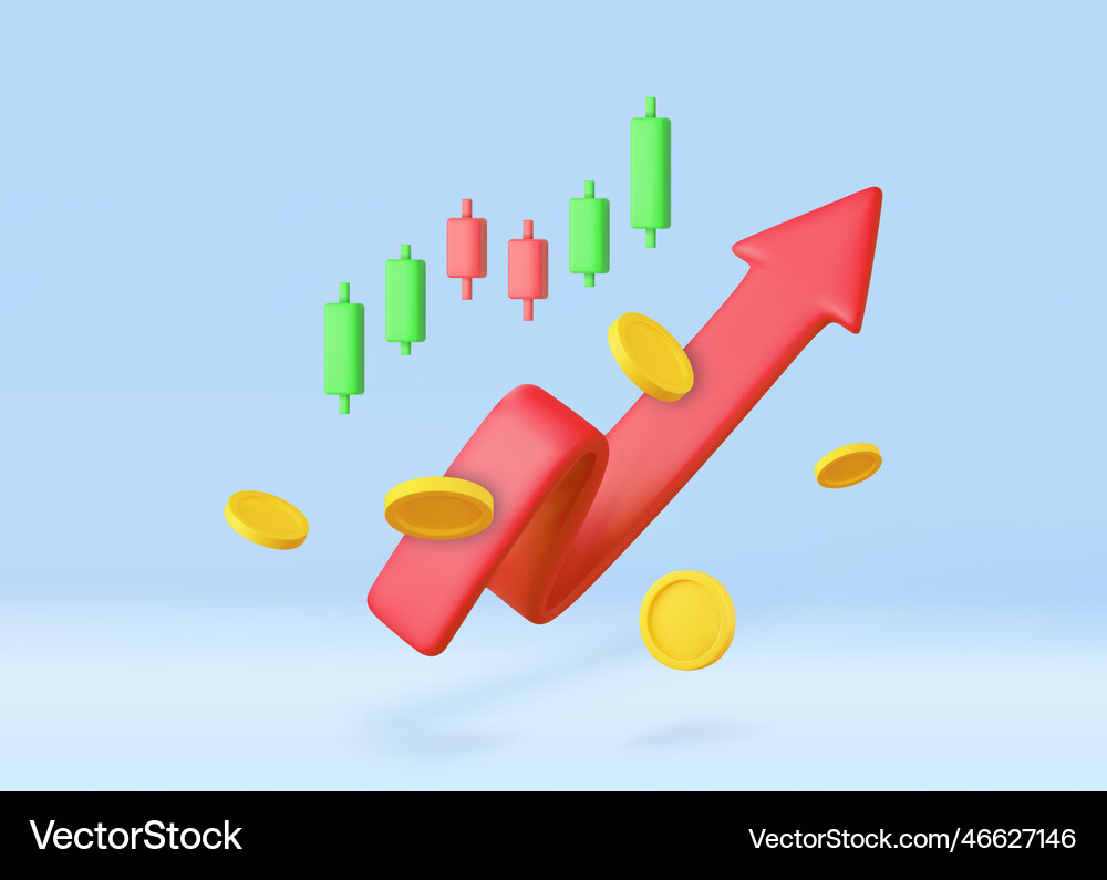 3d growth stock diagram financial graph Royalty Free Vector