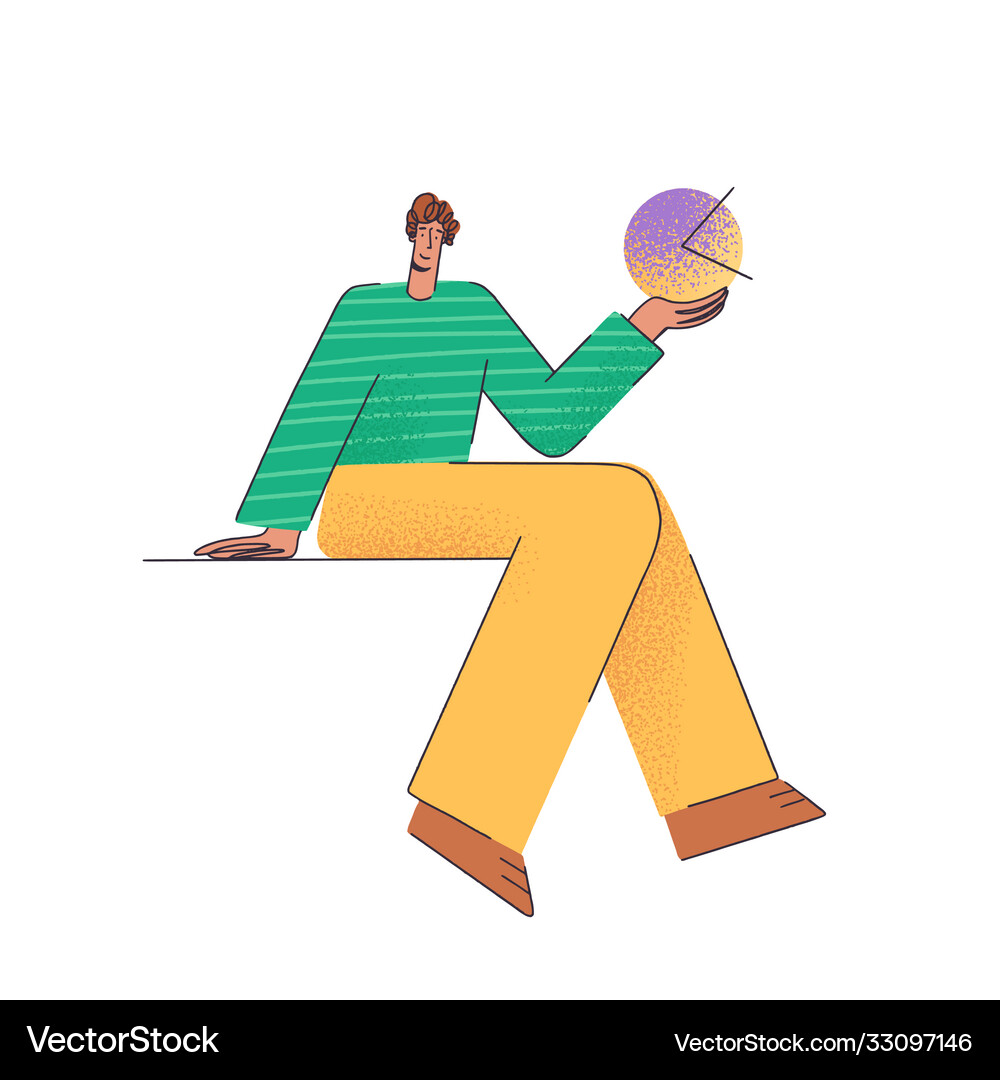 A man with an abstract figure in his hand Vector Image
