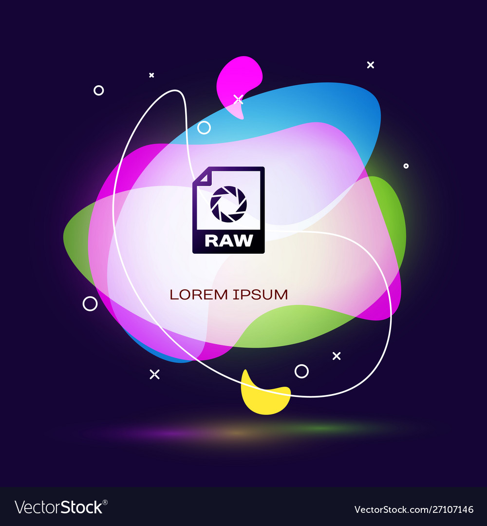 Black raw file document download raw button icon Vector Image