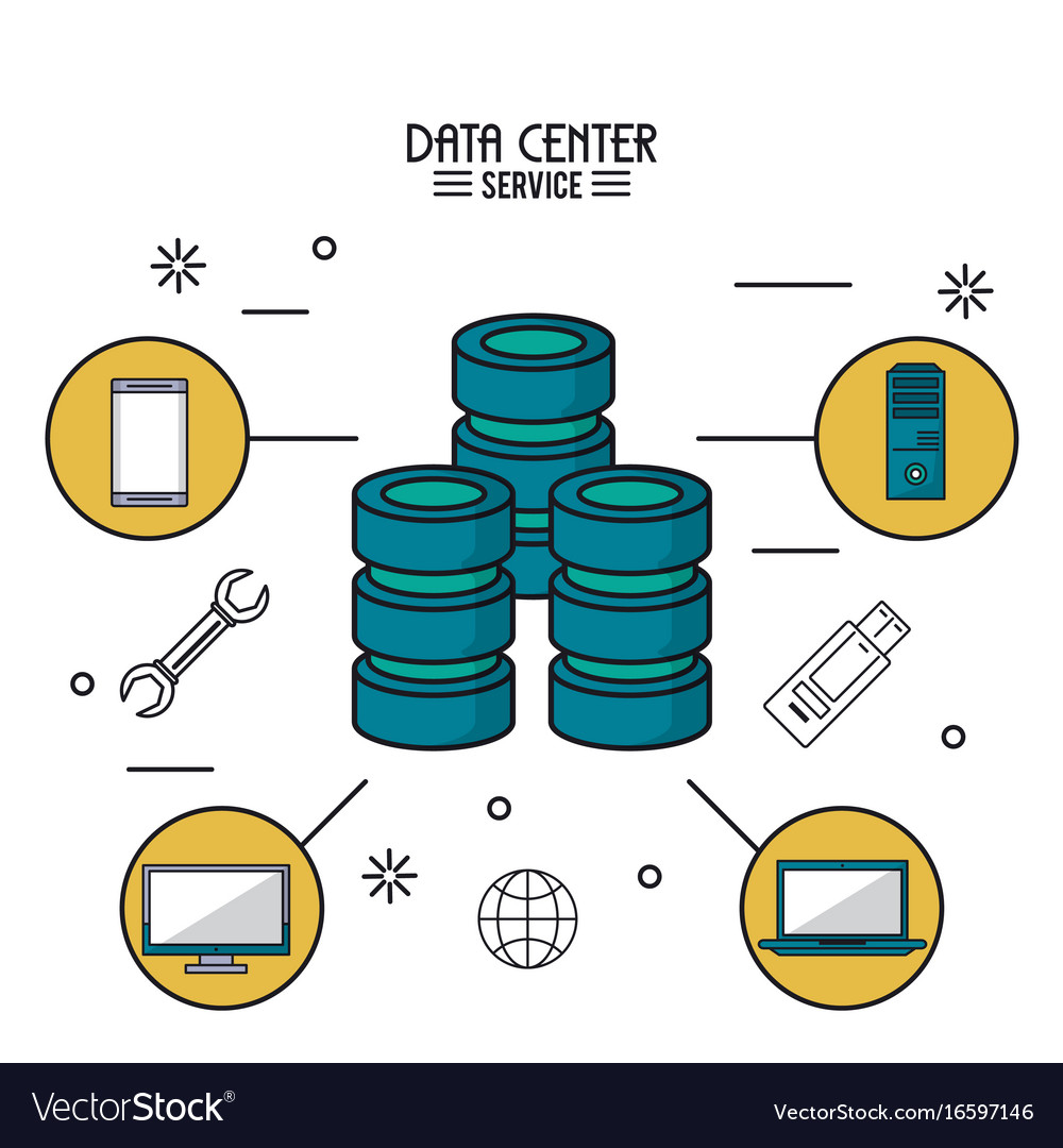 Colorful poster data center service Royalty Free Vector