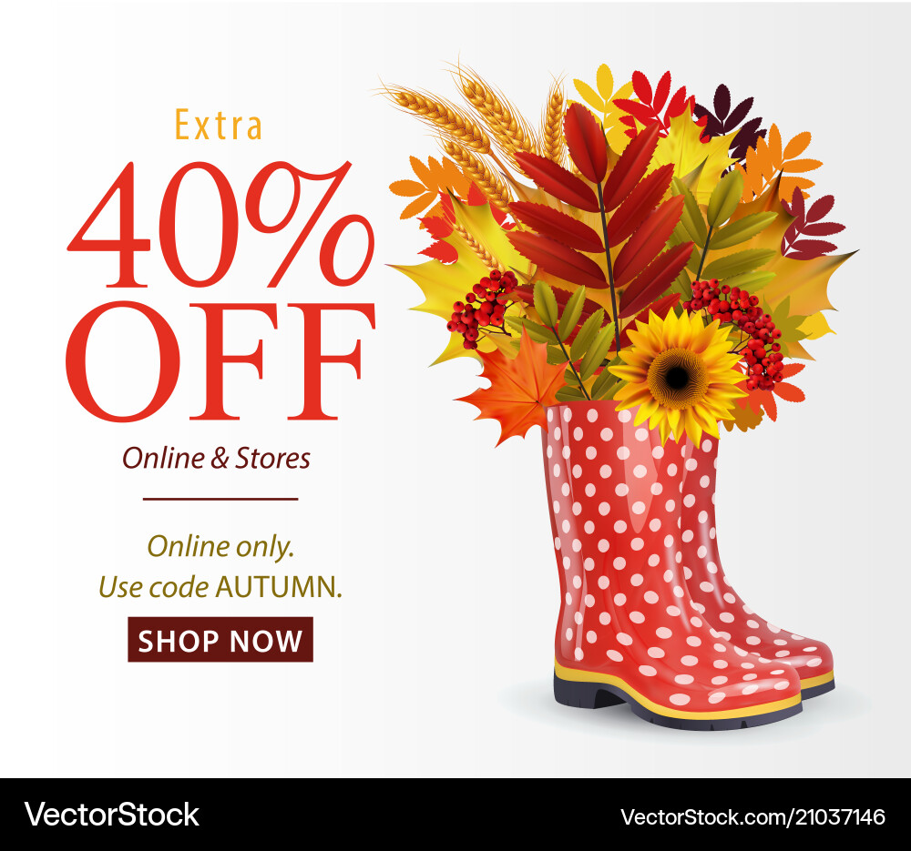 Fall sale poster with colorful Royalty Free Vector Image
