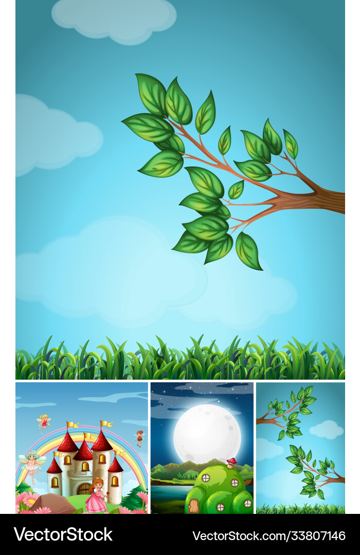 Four different scene fantasy world Royalty Free Vector Image
