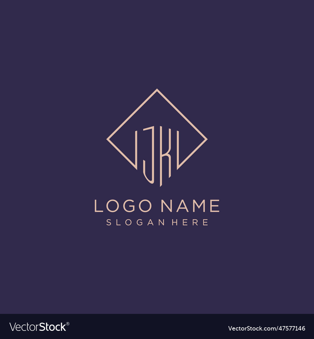 Initials jk logo monogram with rectangle style Vector Image