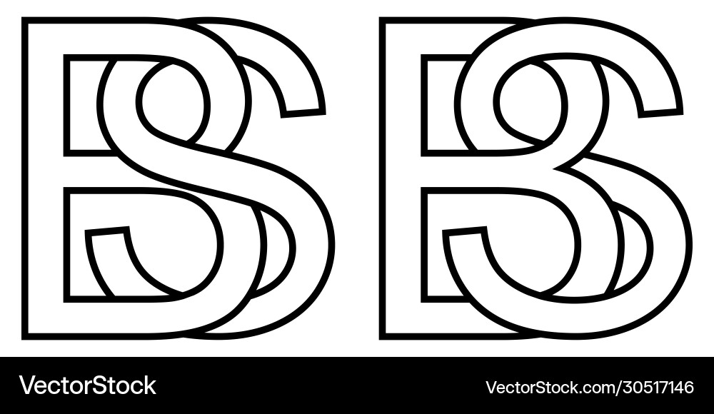 Logo sign bs sb icon two interlaced letters b Vector Image