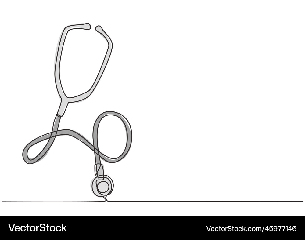 One single line drawing of stethoscope equipment Vector Image