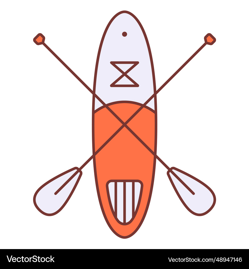 Paddleboard and crossed paddles color stroke Vector Image