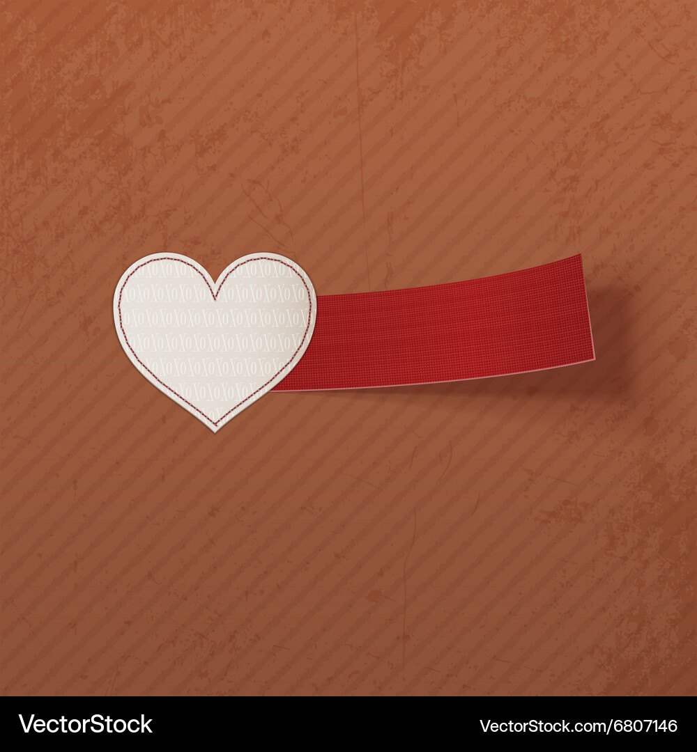 Realistic valentines day white heart and red tag Vector Image
