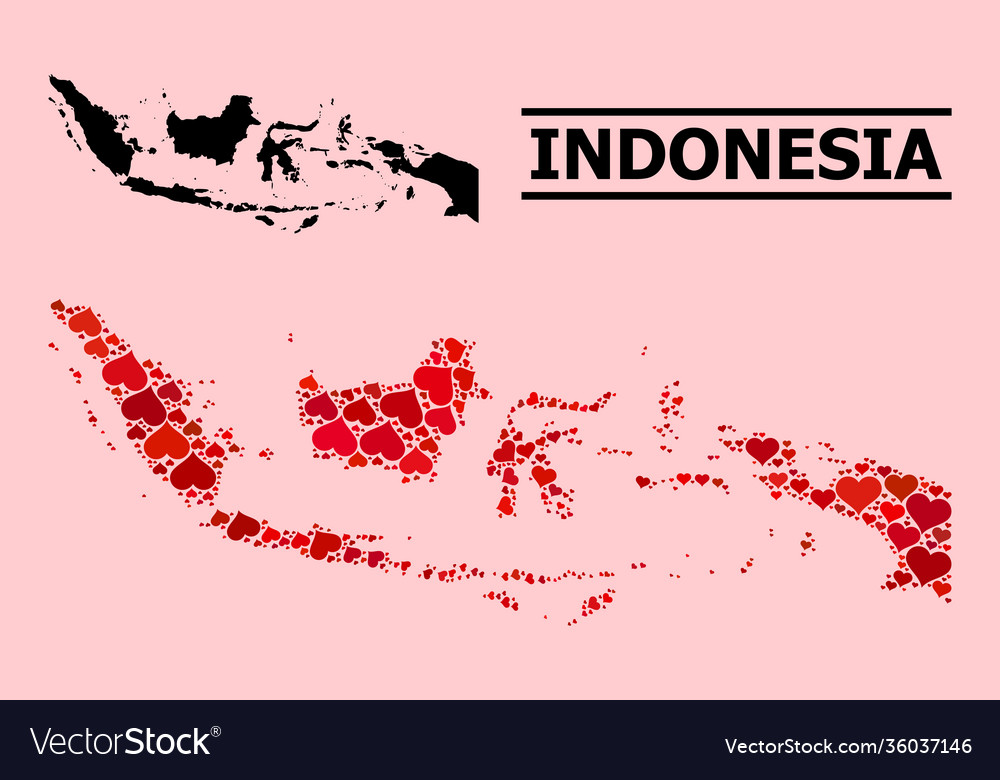 Red lovely collage map indonesia Royalty Free Vector Image
