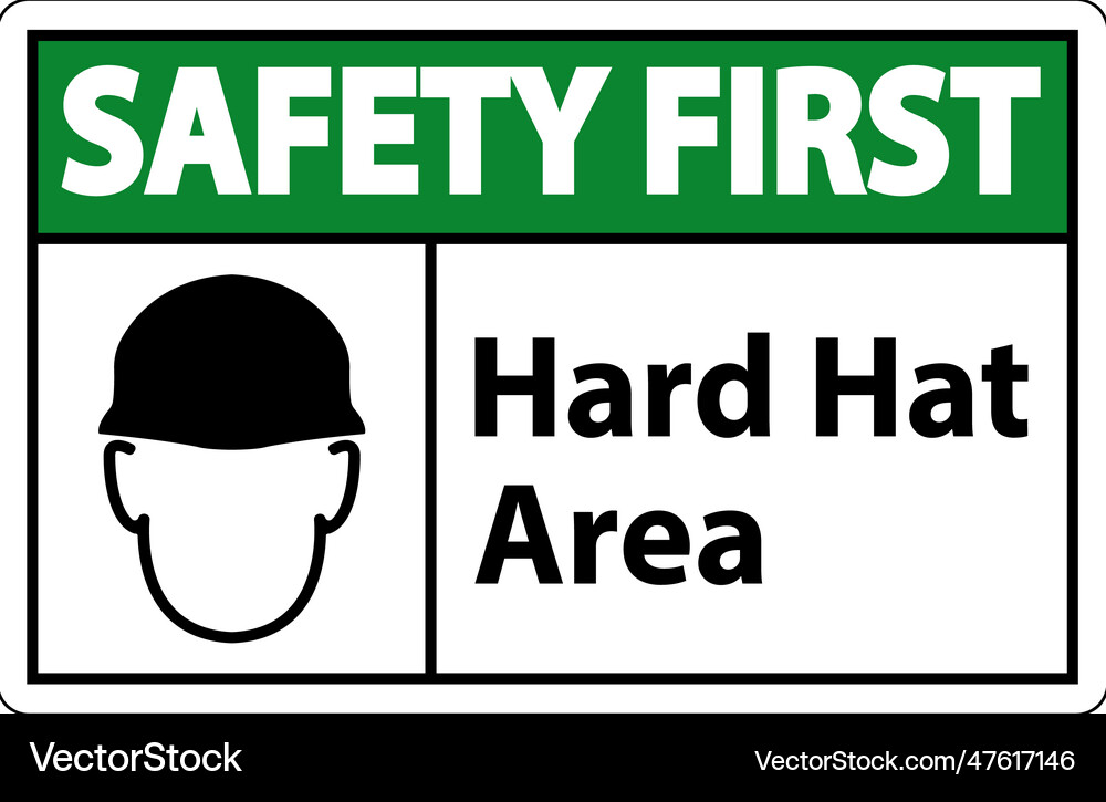 Safety first hard hat protection required area Vector Image