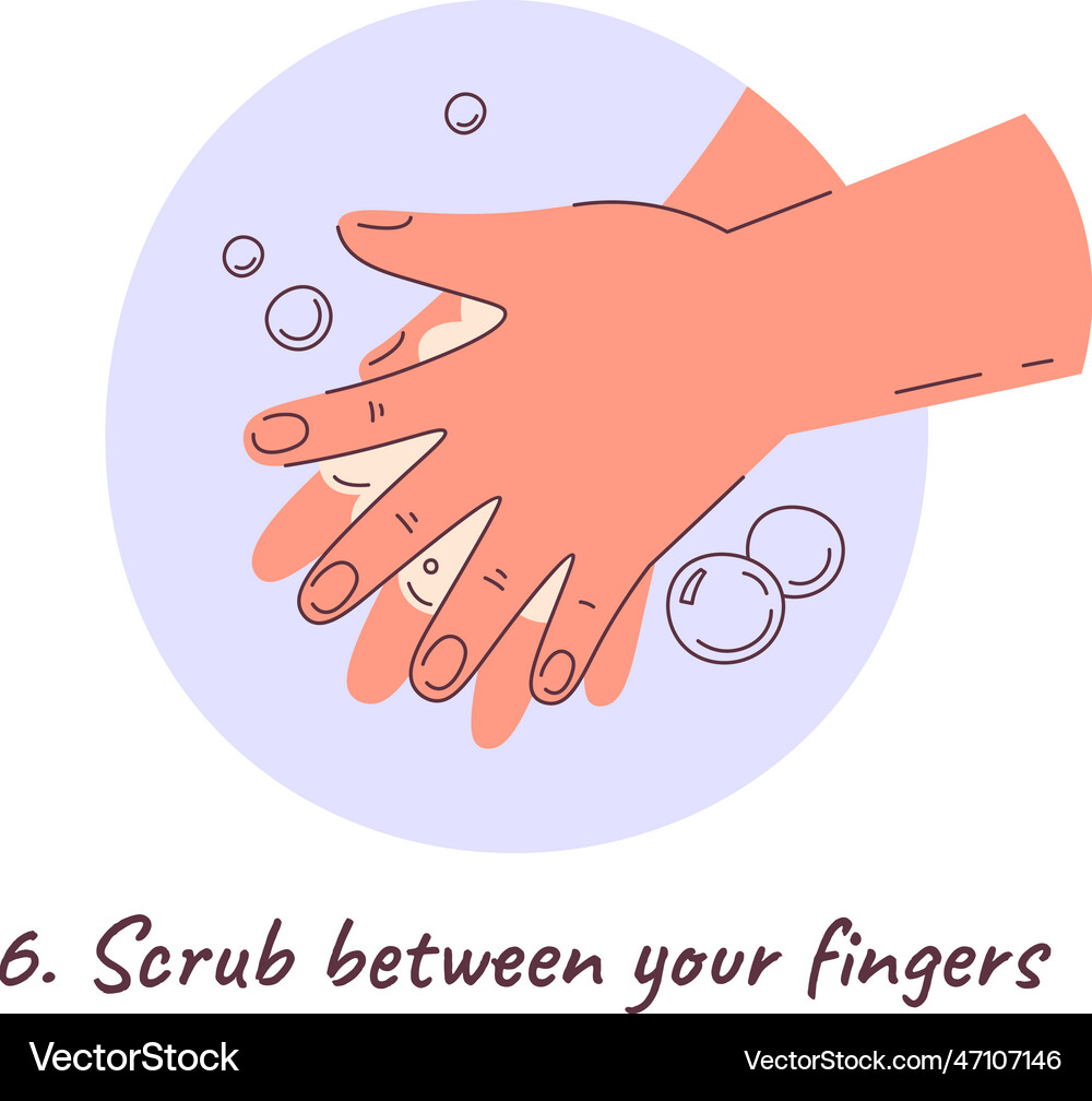 Scrub between your fingers hygiene badge Vector Image