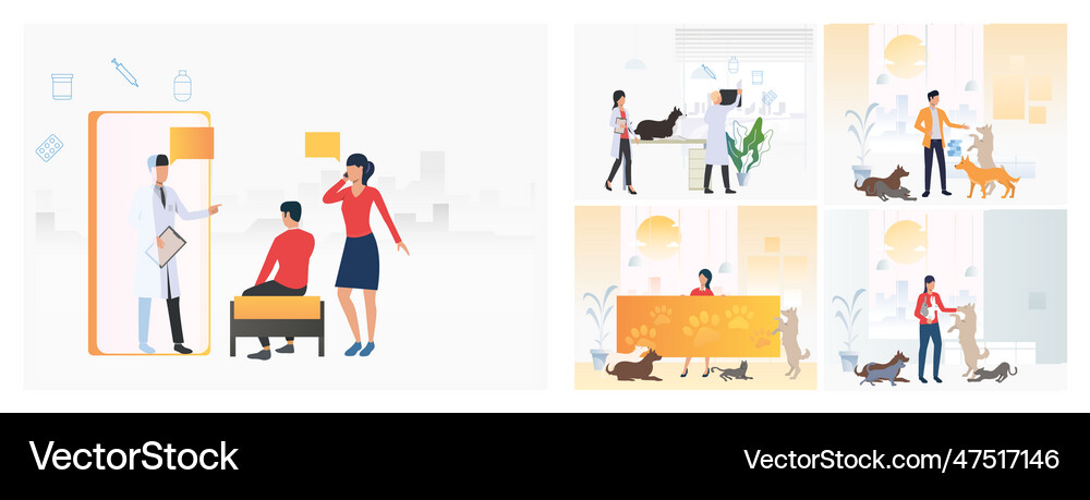 Set of animal shelters Royalty Free Vector Image