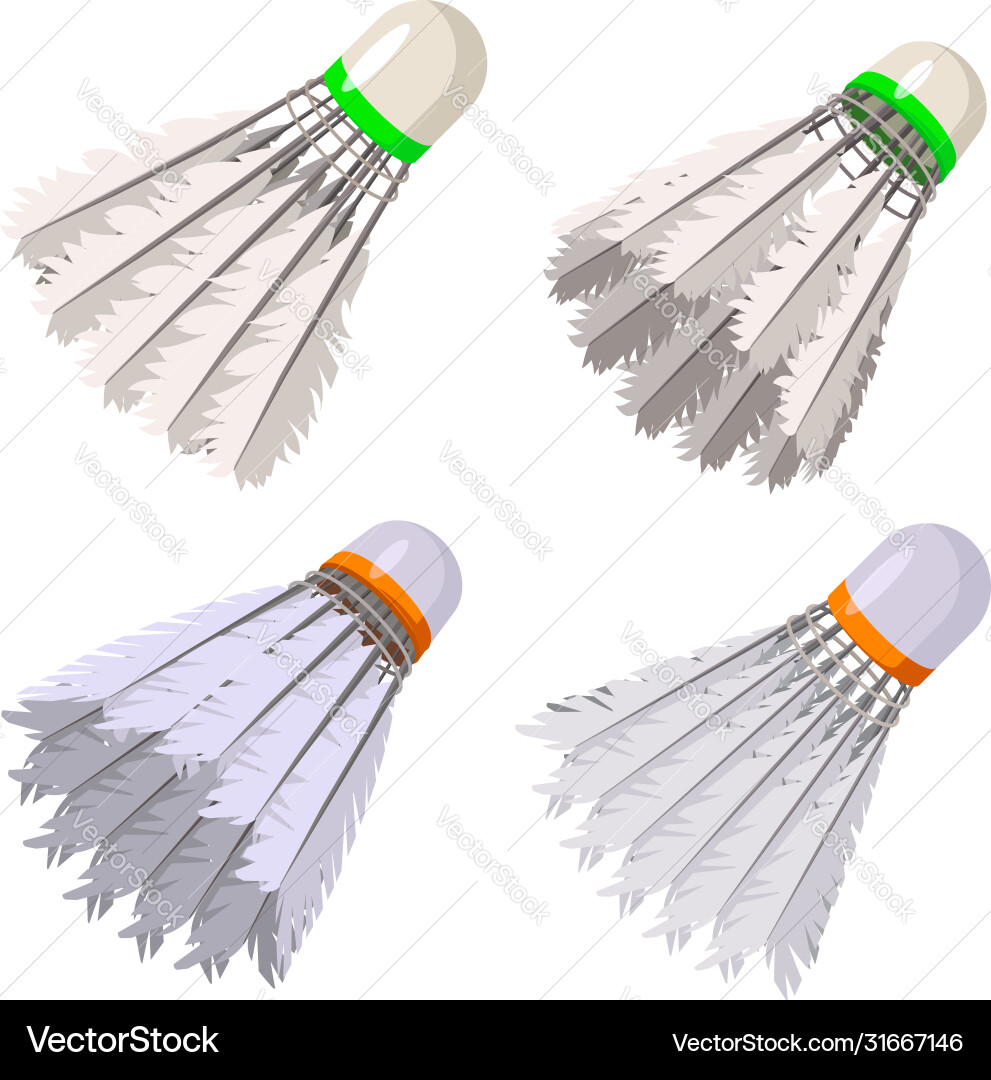 Shuttlecock icons set cartoon style Royalty Free Vector