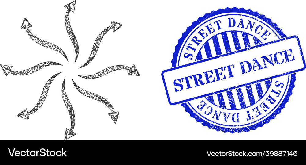 Textured street dance stamp and net cyclone Vector Image