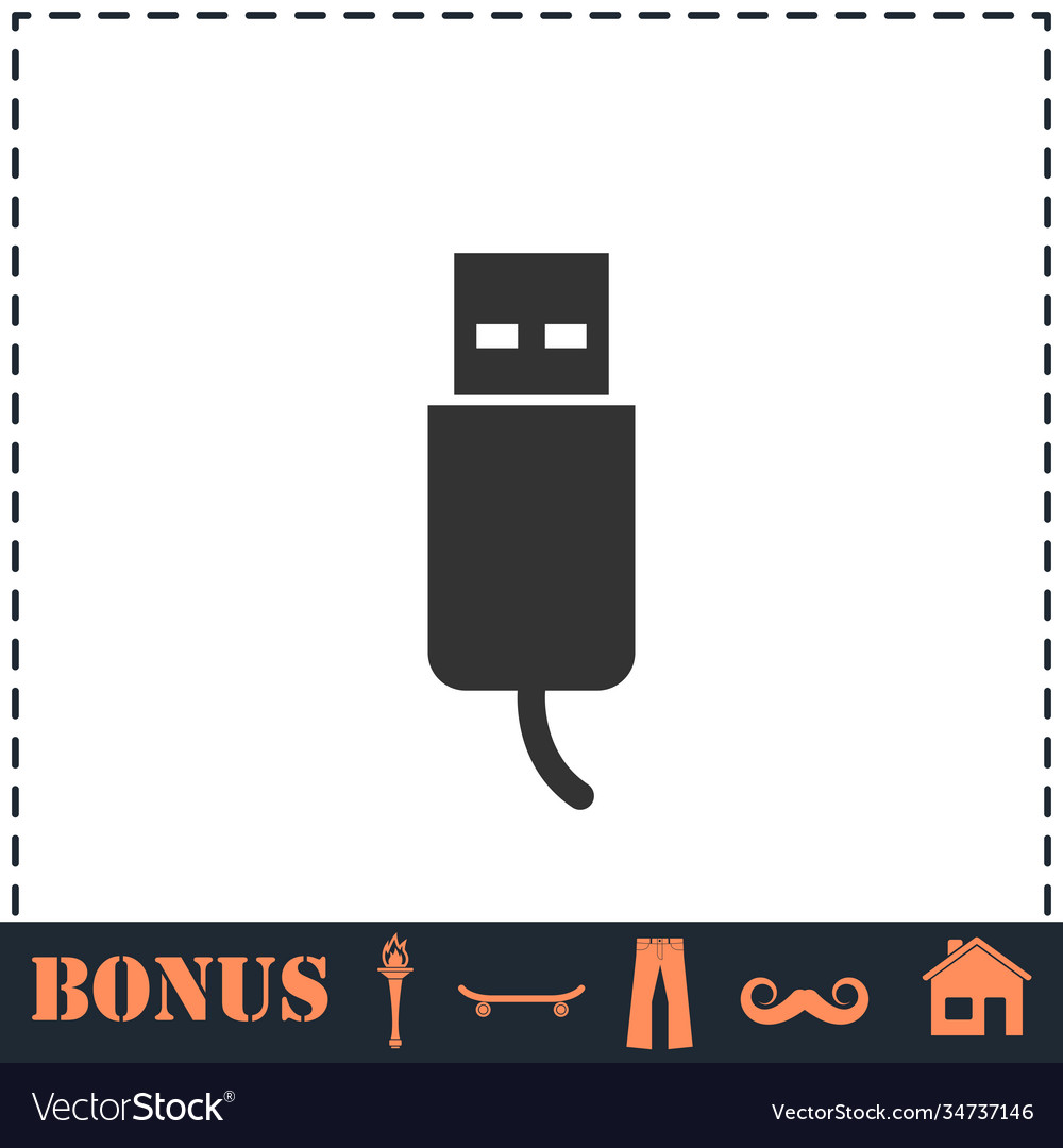 Usb plug icon flat Royalty Free Vector Image - VectorStock