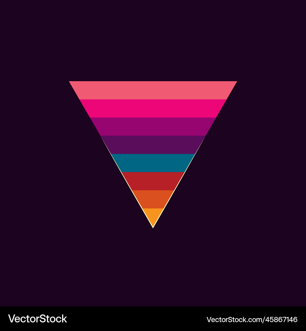Vintage triangular sunset in the style of the 80s Vector Image