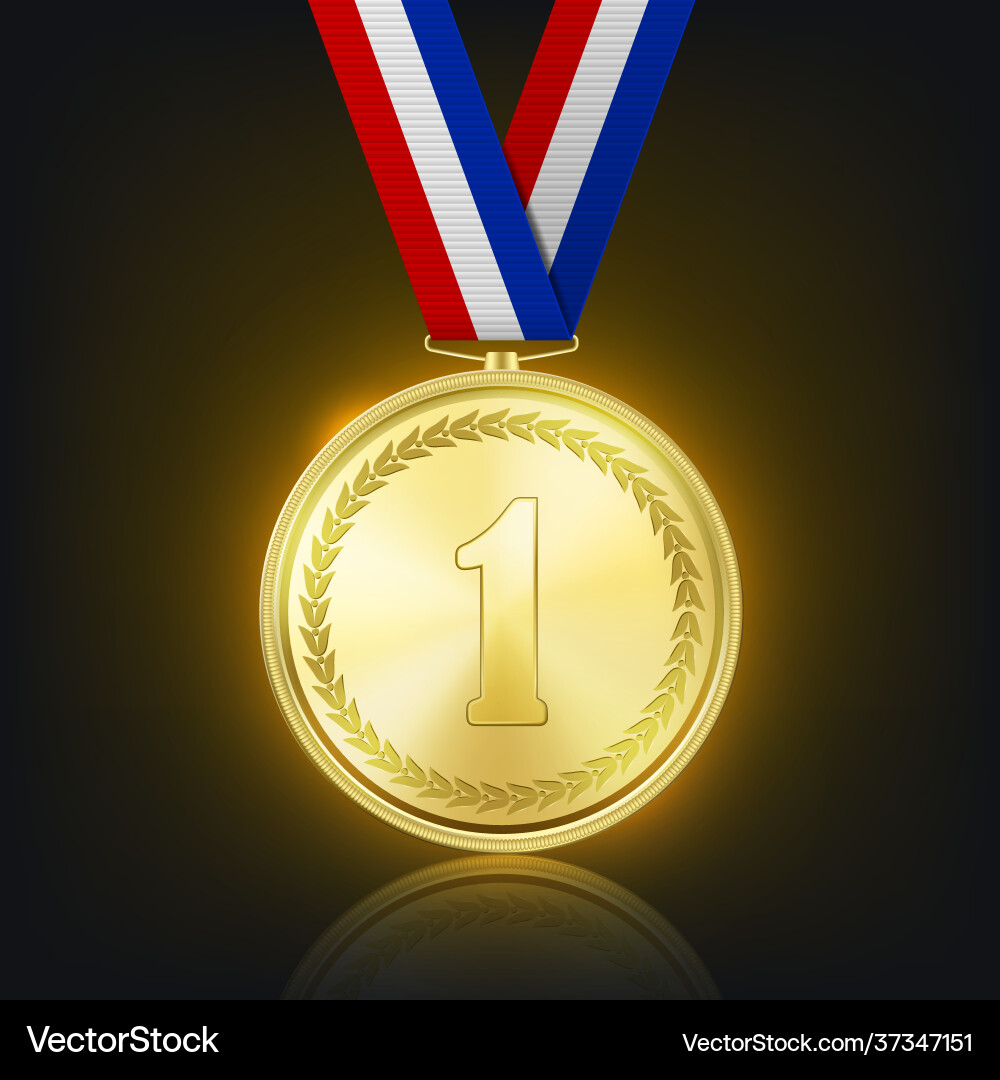 3d realistic shiny golden win medal Royalty Free Vector