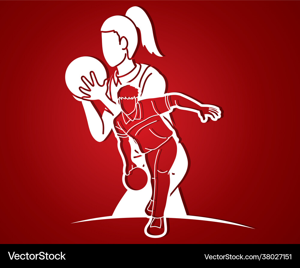 Bowling sport players bowler Royalty Free Vector Image