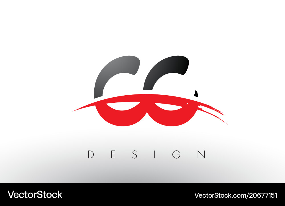 Cc c brush logo letters with red and black Vector Image